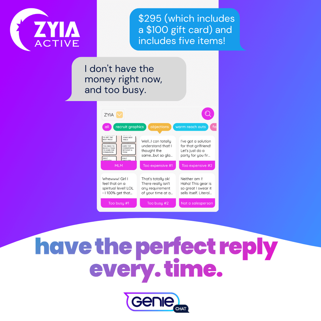 ZYIA DM's and Replies Keyboard Template Link - Geniechat